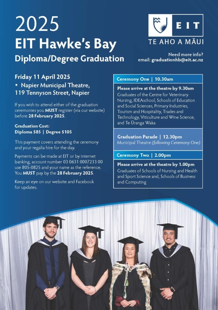 EIT Hawke’s Bay Diploma/Degree Graduation | EIT Hawke's Bay and Tairāwhiti